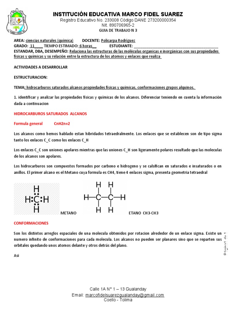 Quimica 11 Guia 3 | PDF | Alcano | Hidrocarburos