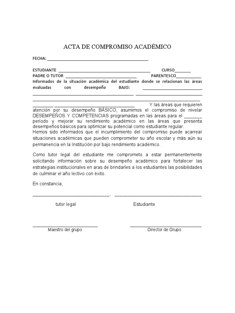 Acta de Compromiso 2019 | PDF | Modificación de comportamiento | Aprendizaje