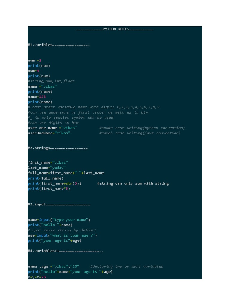 Python Notes | PDF | Filename | Computer Programming