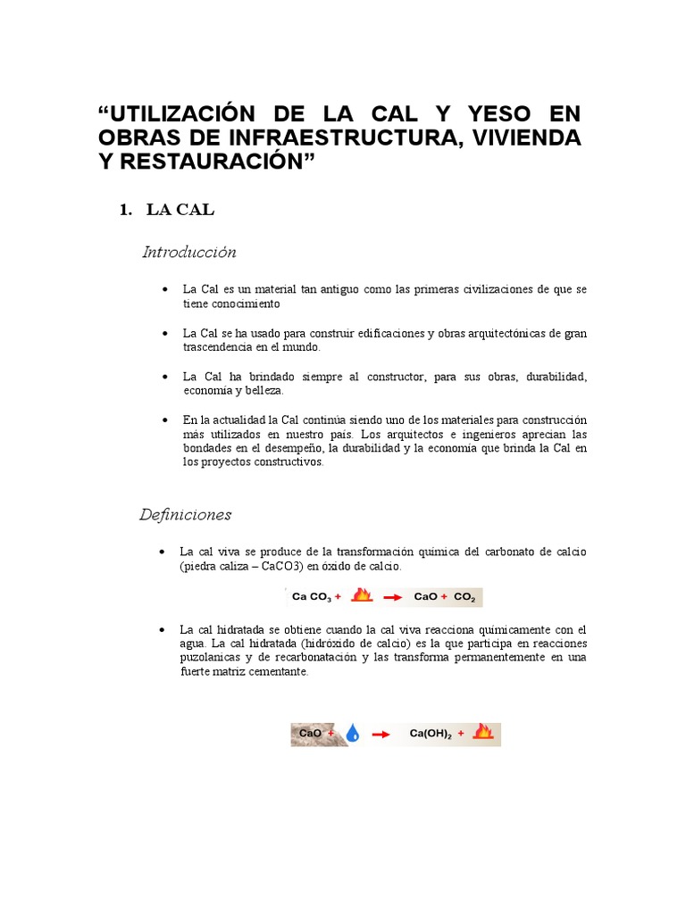 Uso de Cal y Yeso en Construcción | PDF | Yeso | Materiales de construcción