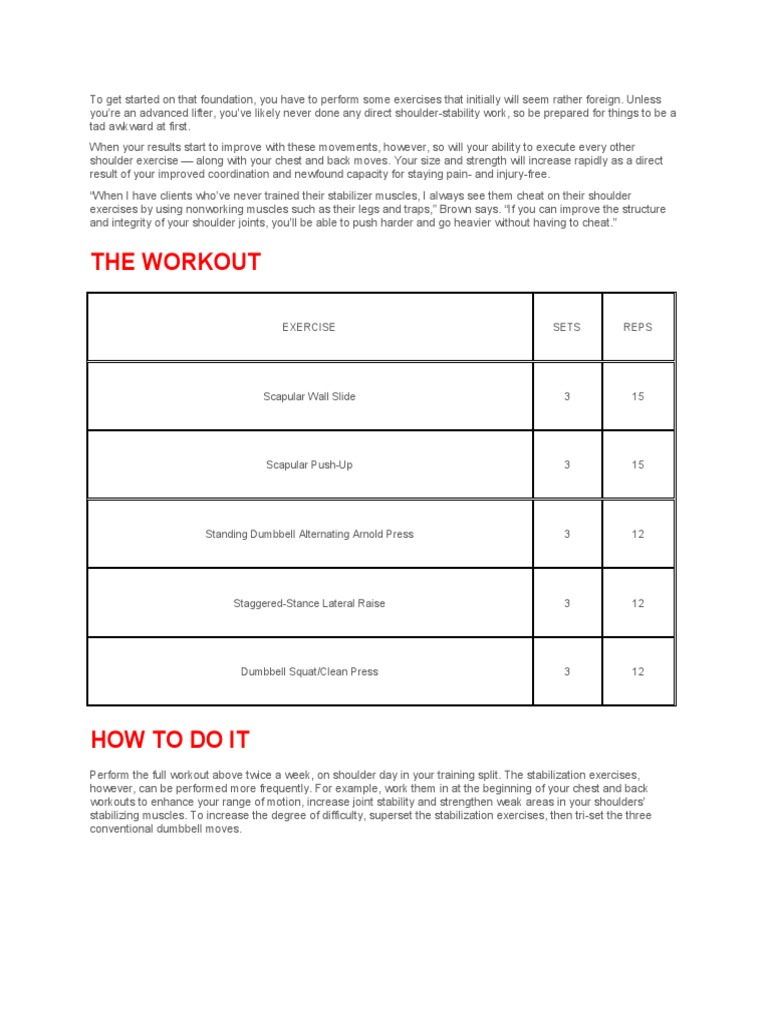 The Workout: Exercise Sets Reps | PDF | Physical Exercise | Dance Science