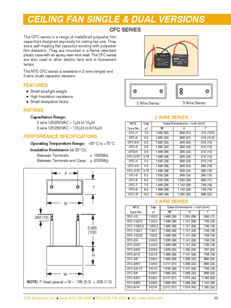 Ceiling Fan Single & Dual Versions: CFC Series | PDF | Capacitor ...