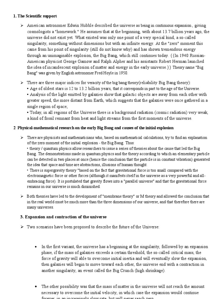 The Scientific Evidence and Theories Supporting the Big Bang Origin and ...