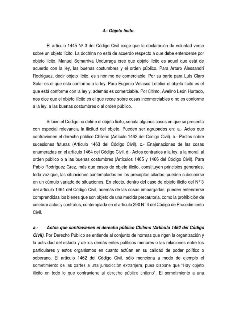 Objeto Lícito en el Código Civil | PDF | Propiedad | Intención (Derecho ...