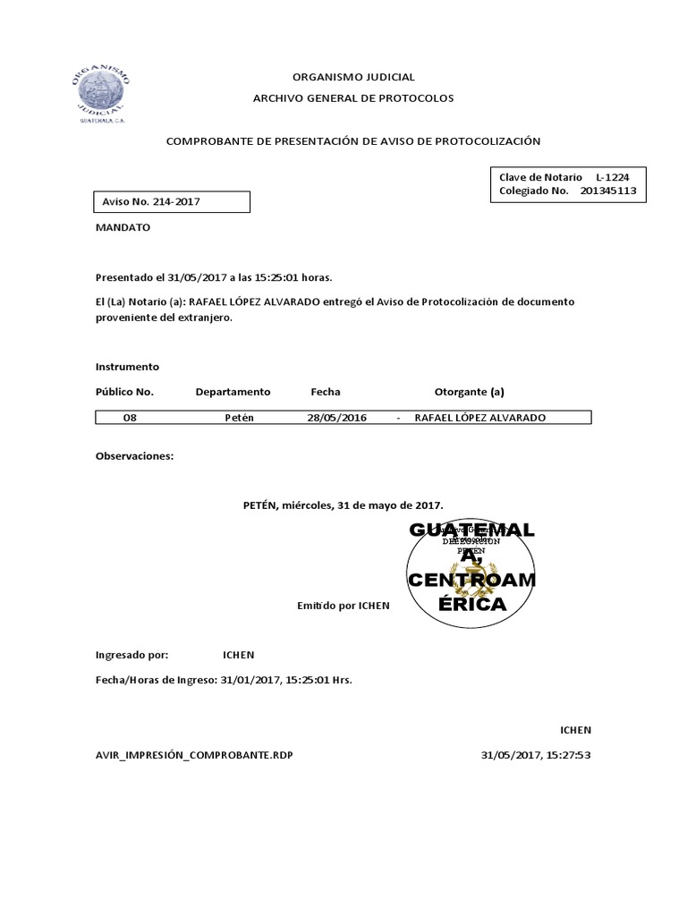 Comprobante Protocolización | PDF | Derecho Civil (Common Law) | Información del gobierno