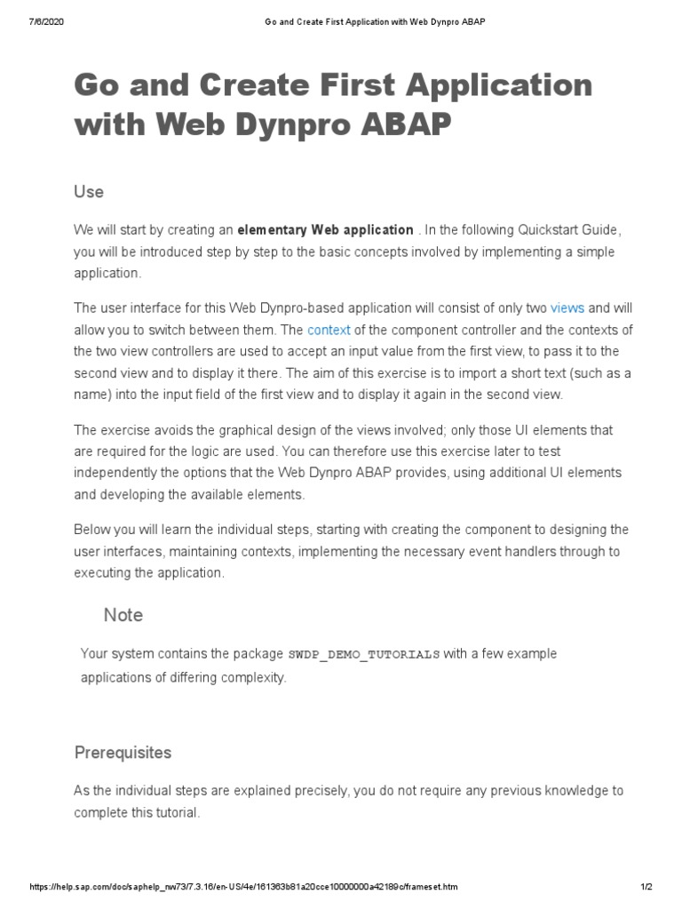 Create First Application With Web Dynpro ABAP | PDF