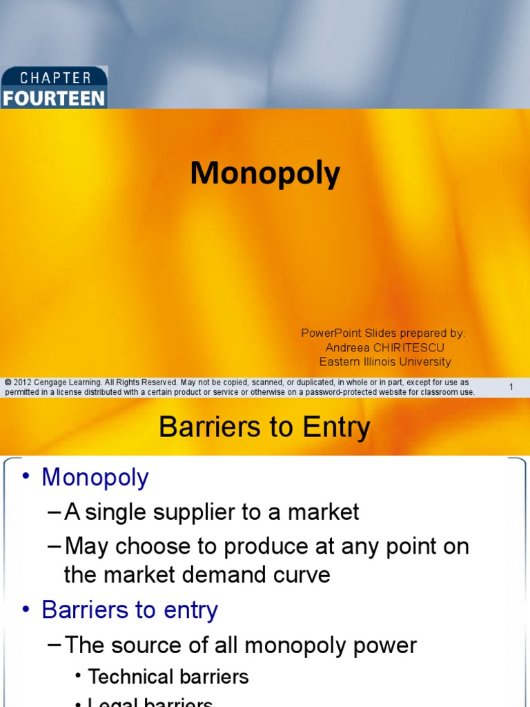 Monopoly: Powerpoint Slides Prepared By: Andreea Chiritescu Eastern ...