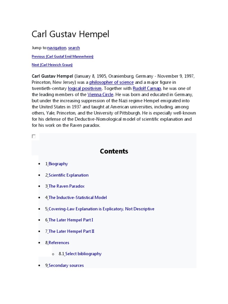 Carl Gustav Hempel | PDF | Theory | Hypothesis