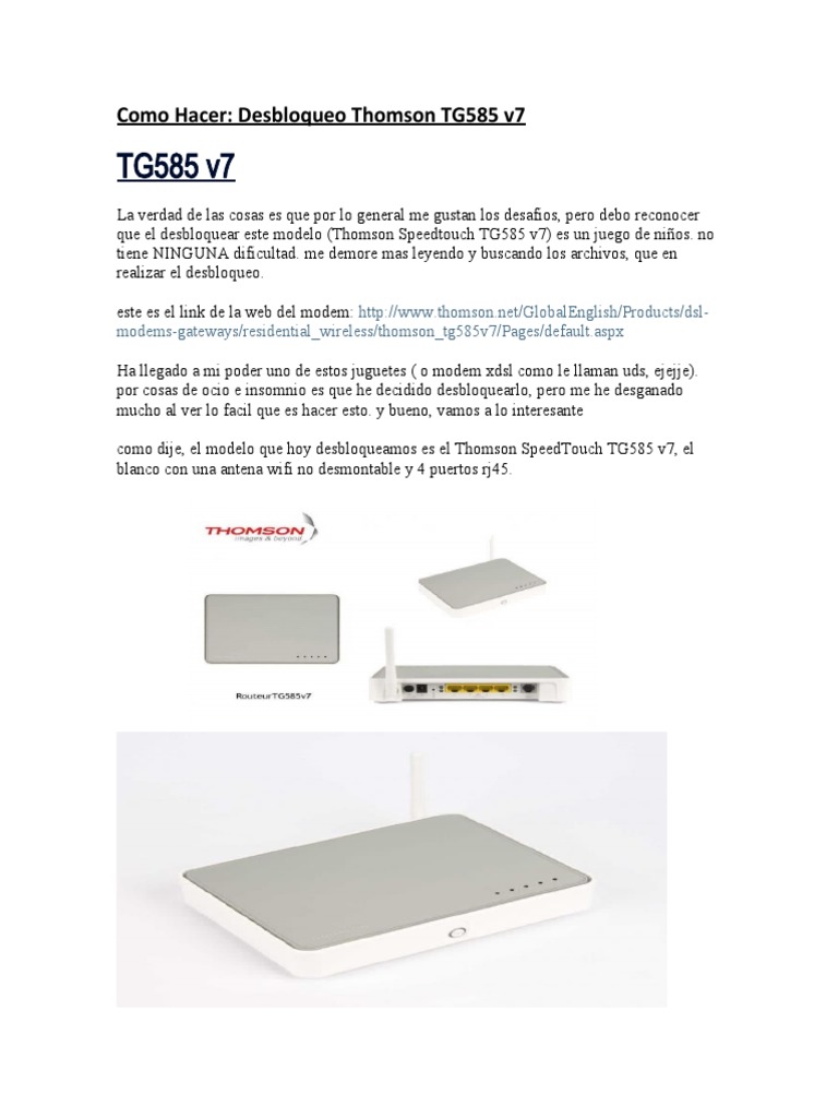 Desbloquear Router Thomson | PDF | Cortafuegos (informática) | Red de ...