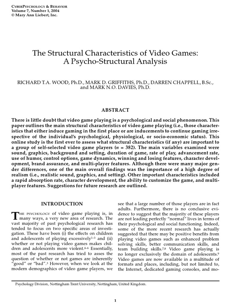 The Structural Characteristics of Video | PDF | Video Games | Slot Machine