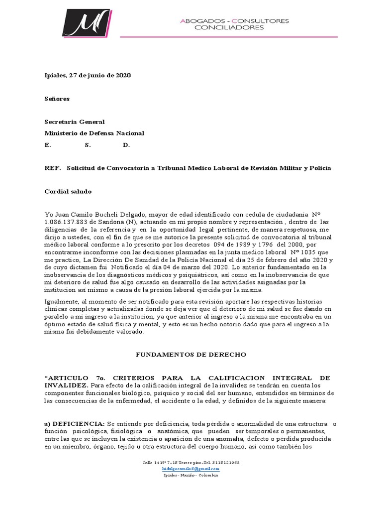 Apelación Dictamen Médico Policía 2020 | PDF | Invalidez | Ciencias del comportamiento