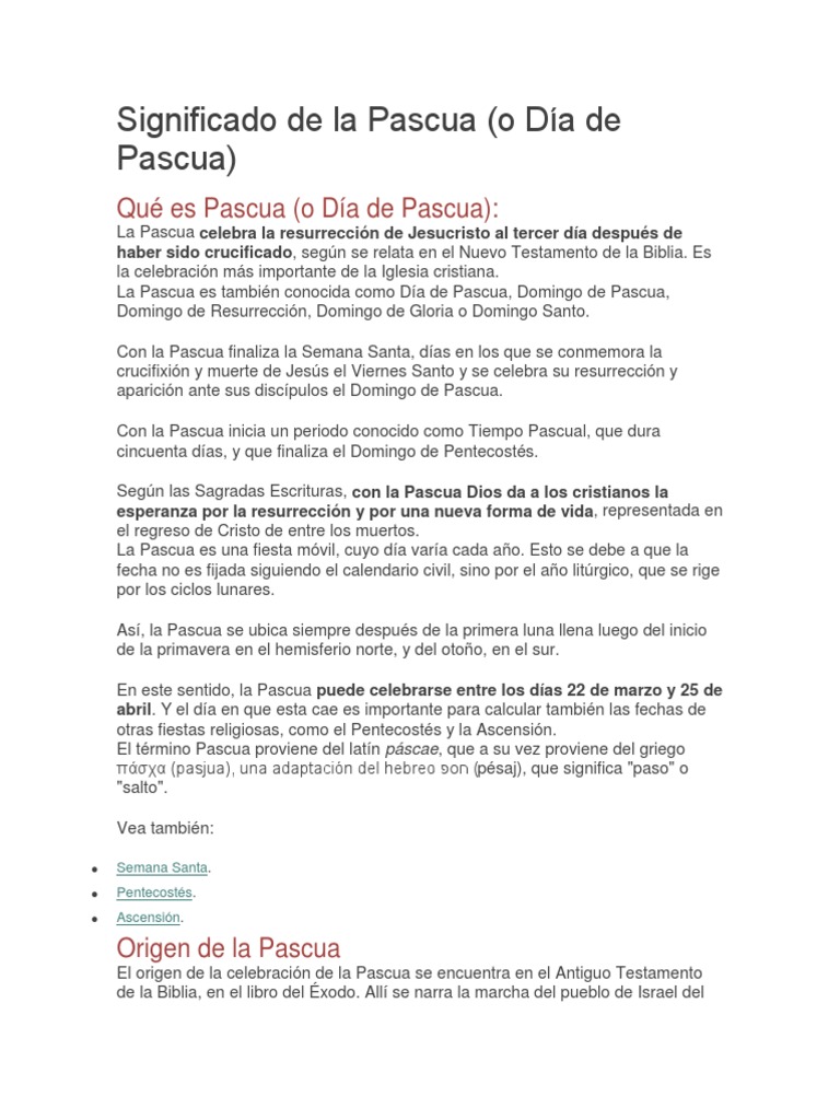 Significado de La Pascua | PDF | Pascua de Resurrección | Pascua