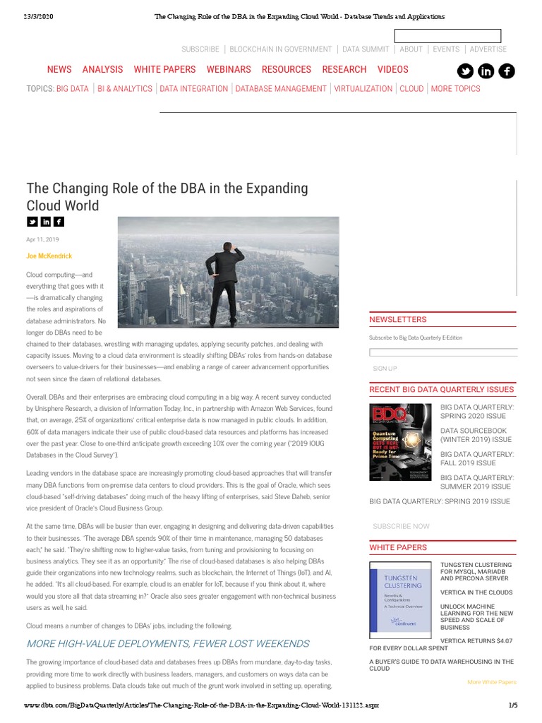 The Changing Role of The DBA in The Expanding Cloud World - Database ...