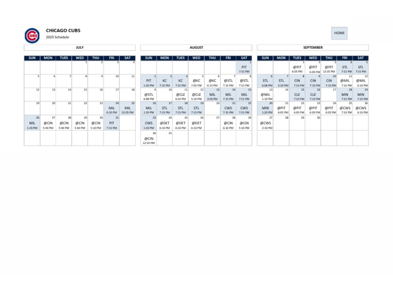 Chicago Cubs 2020 Game Schedule | PDF