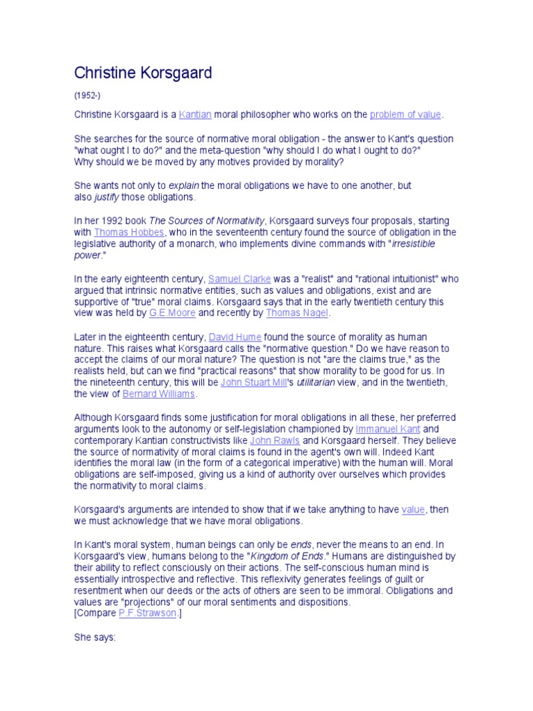 Christine Korsgaard: Kantian Problem of Value | PDF | Free Will ...