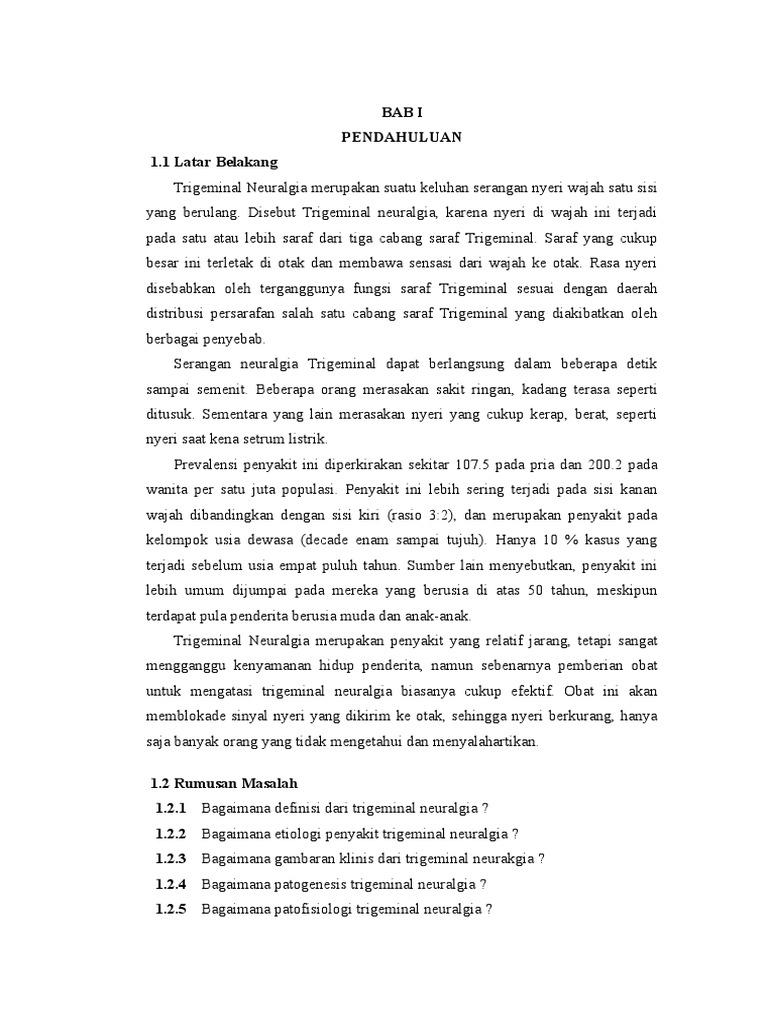 Makalah Trigeminal Neuralgia | PDF