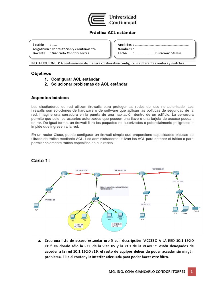 1 Practica Acl Estandar | PDF | Cortafuegos (informática) | Enrutador (Computación)