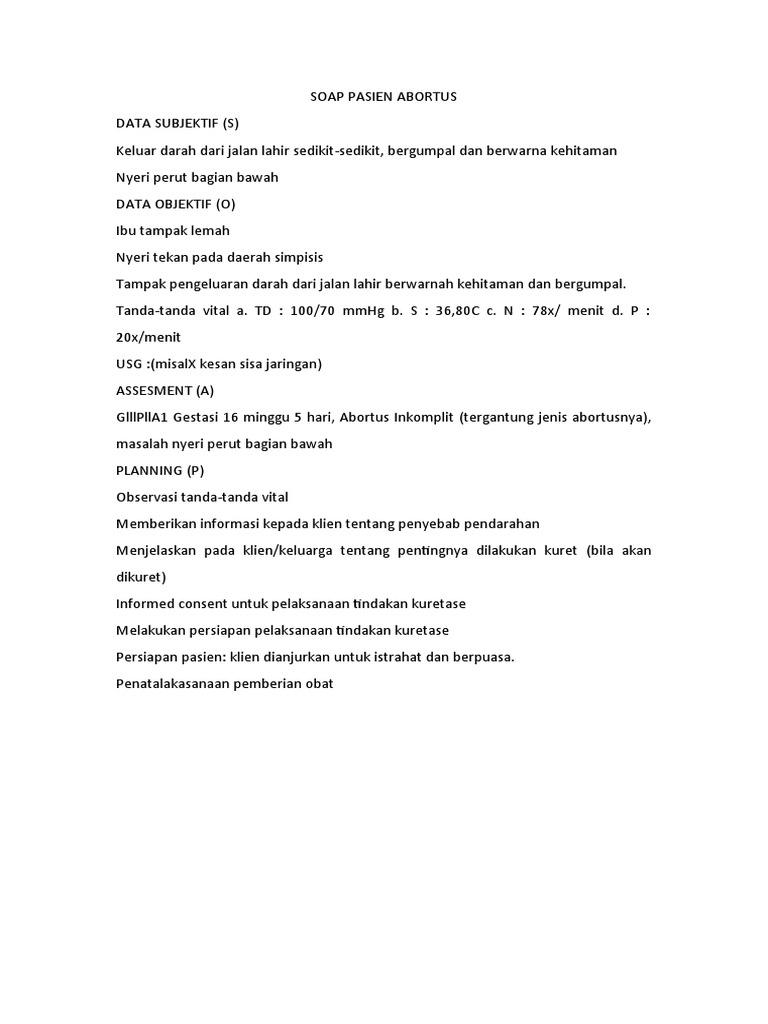 Penanganan Abortus Inkomplit pada Pasien | PDF | Memasak, Makanan, & Anggur