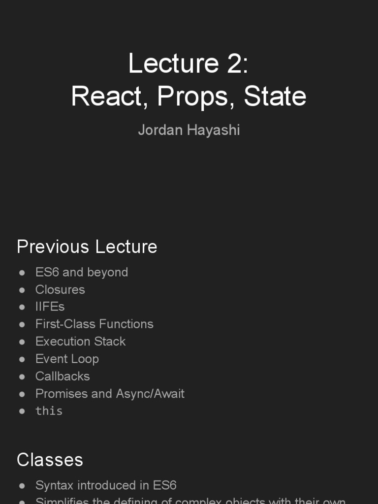 React, Props, State: Jordan Hayashi | PDF | Computer Engineering ...