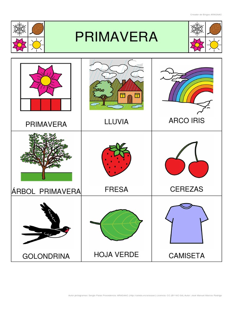 Bingo de Estaciones del Año ARASAAC | PDF