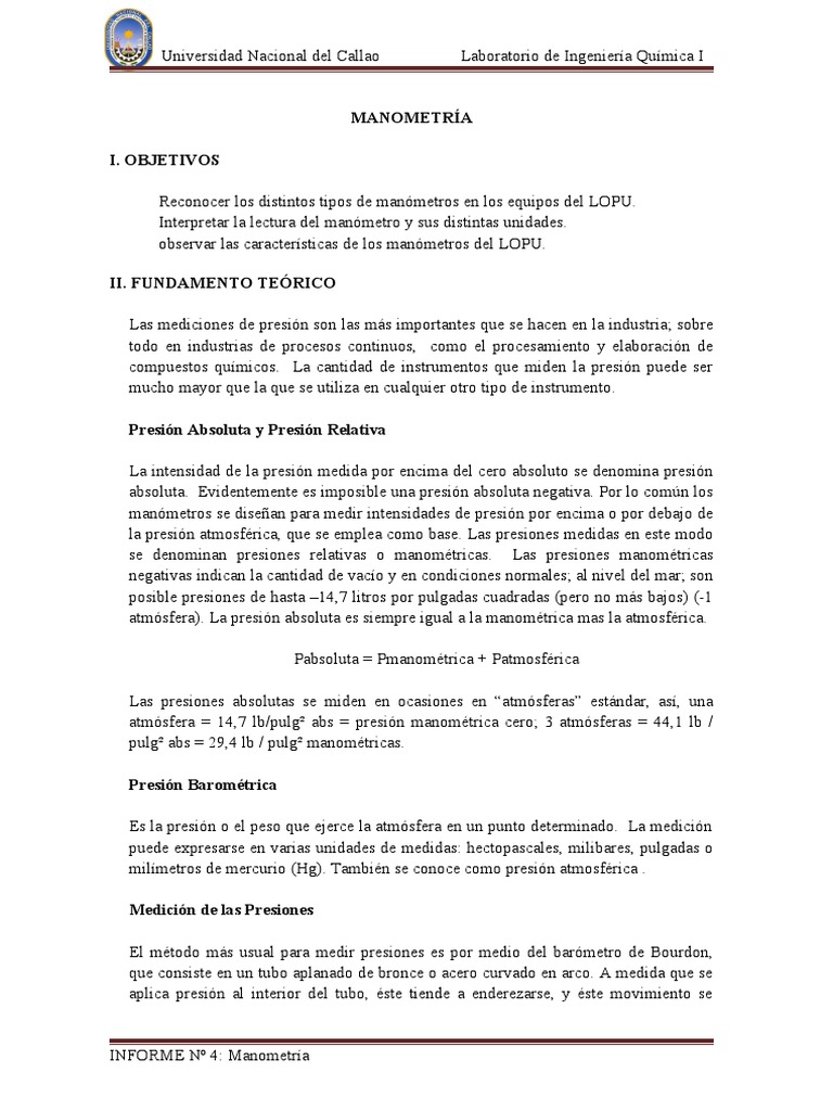 Tipos de Manómetros: Bourdon y Más | PDF | Medida de presión | Presión