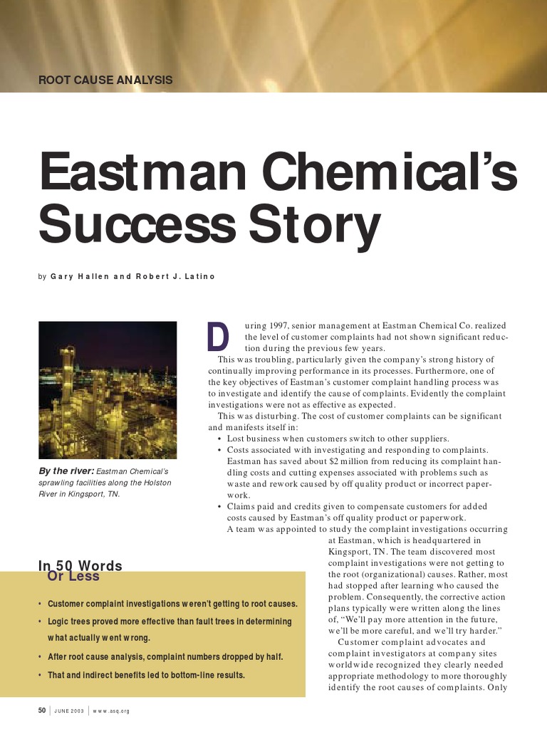 Eastman Chemical's Success Story: Root Cause Analysis | PDF | Business ...