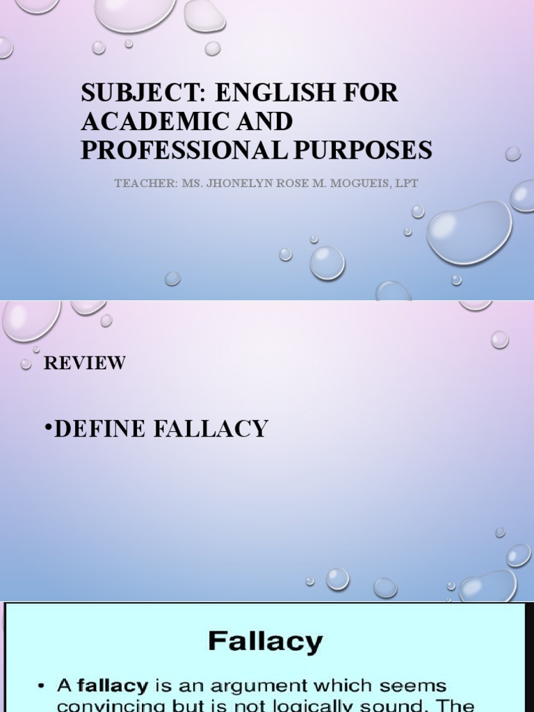 Subject: English For Academic and Professional Purposes: Teacher: Ms ...