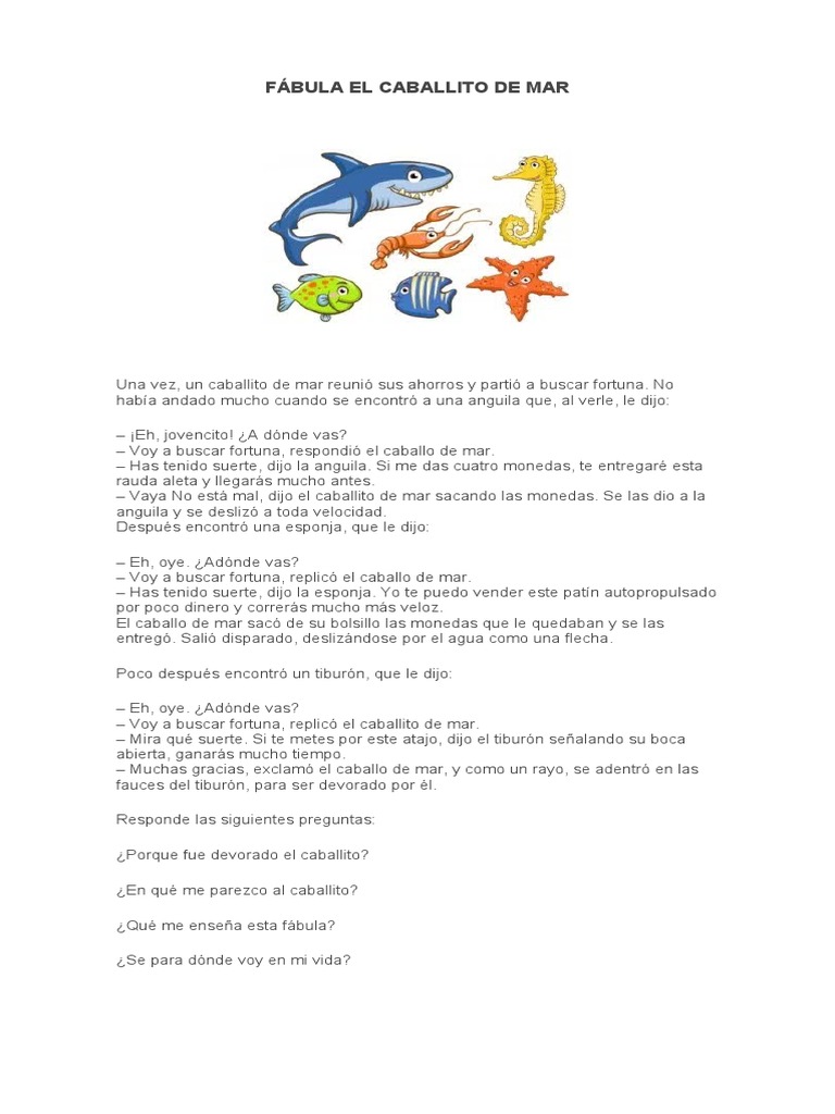 Anexo 6 - Fábula El Caballito de Mar | PDF