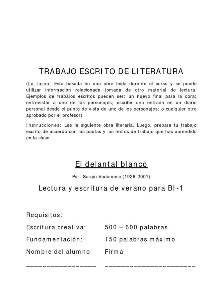 El Delantal Blanco Por Sergio Vodanovic PDF | PDF