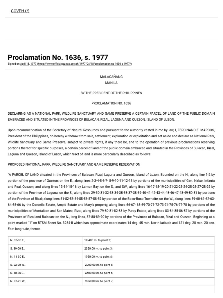 Proclamation No. 1636, S. 1977 - Official Gazette of The Republic of ...