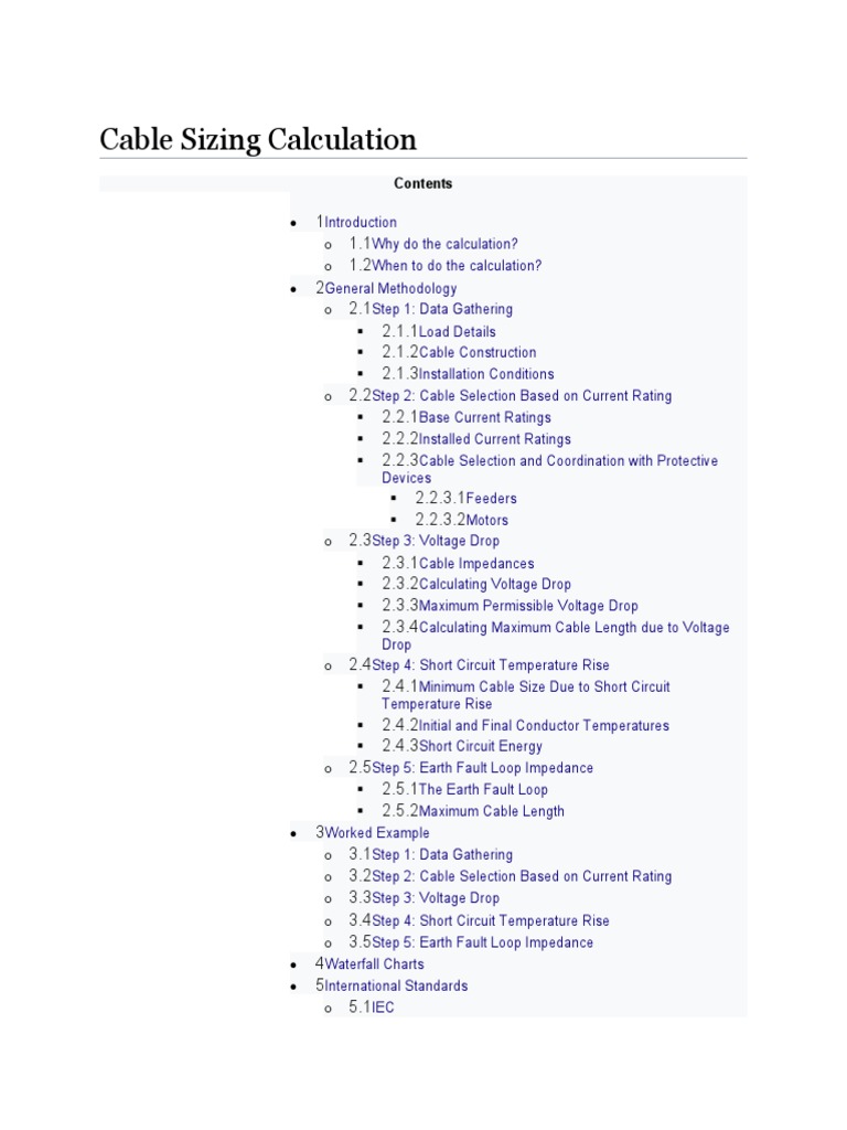 Cable Sizing Calculation | PDF | Insulator (Electricity) | Electrical ...