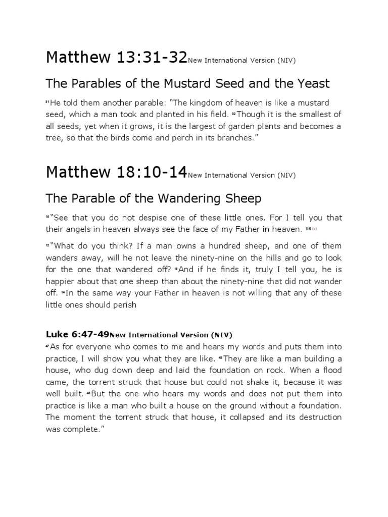Parables of Jesus | PDF | Parables Of Jesus | Gospel Of Matthew