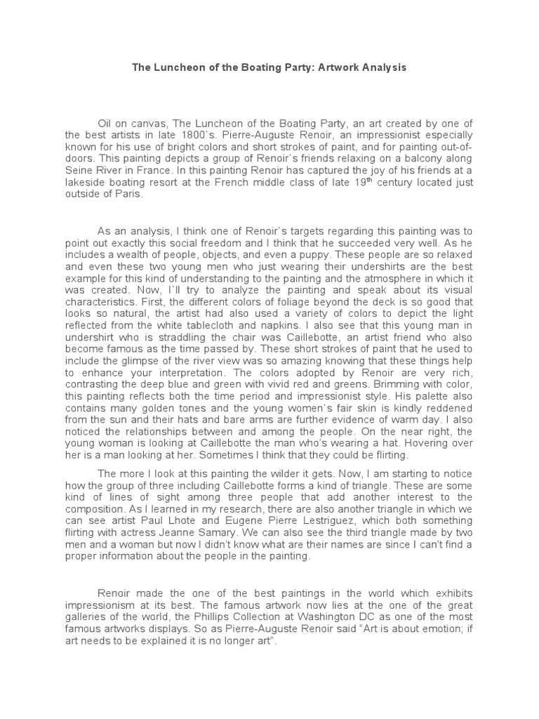 Analysis of Renoir's Luncheon Painting | PDF | Impressionism | Pierre ...