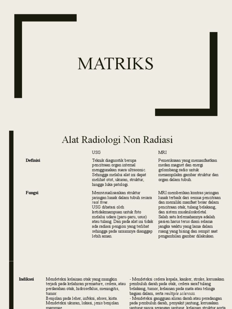 Matriks Alat-Alat Radiologi | PDF