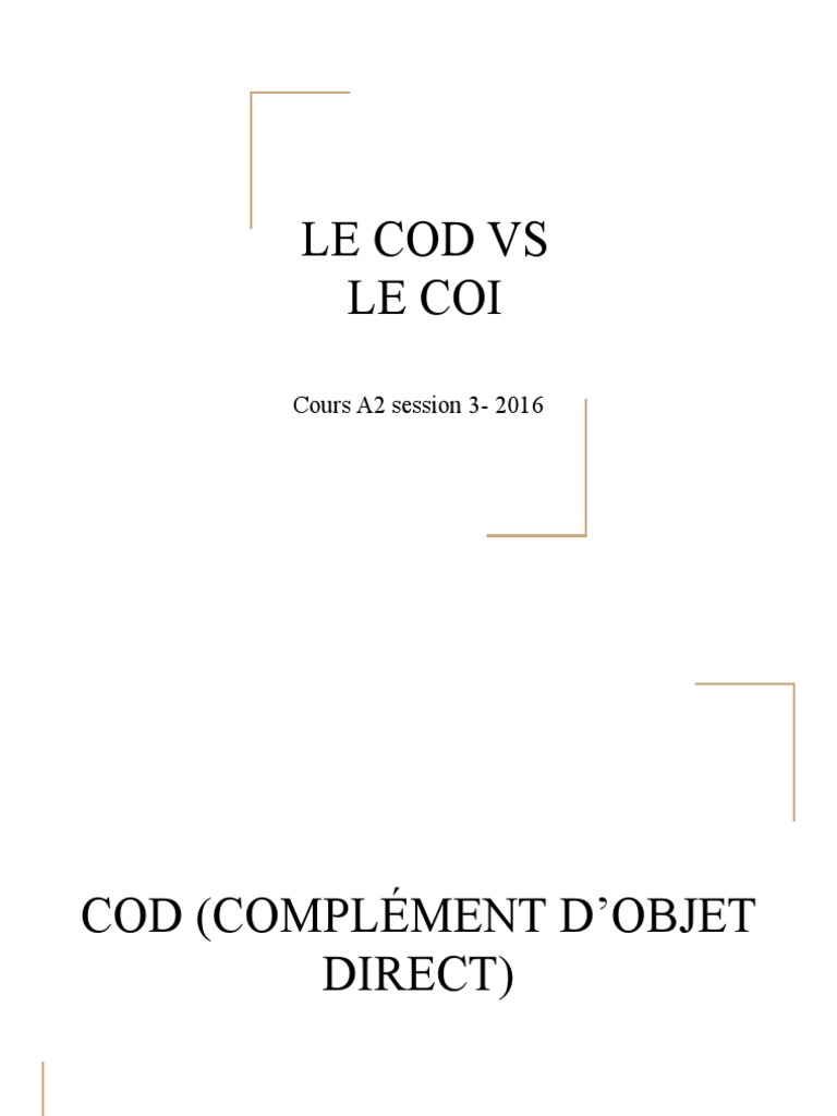 Cod VS Coi | PDF | Pronom | Complément d'objet