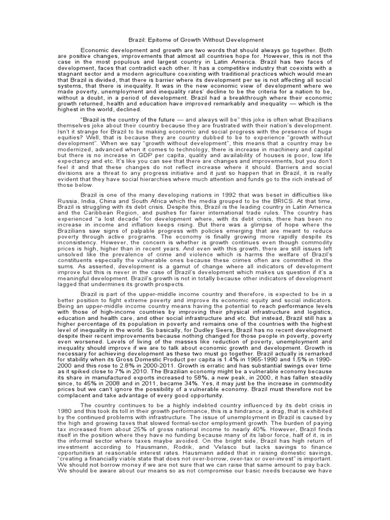 Growth Without Development (Brazil) | PDF | Poverty | Poverty ...