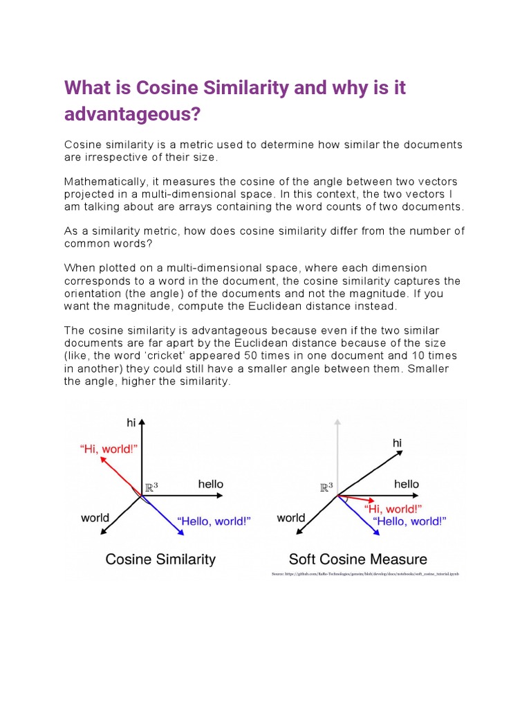 What Is Cosine Similarity and Why Is It Advantageous? | PDF