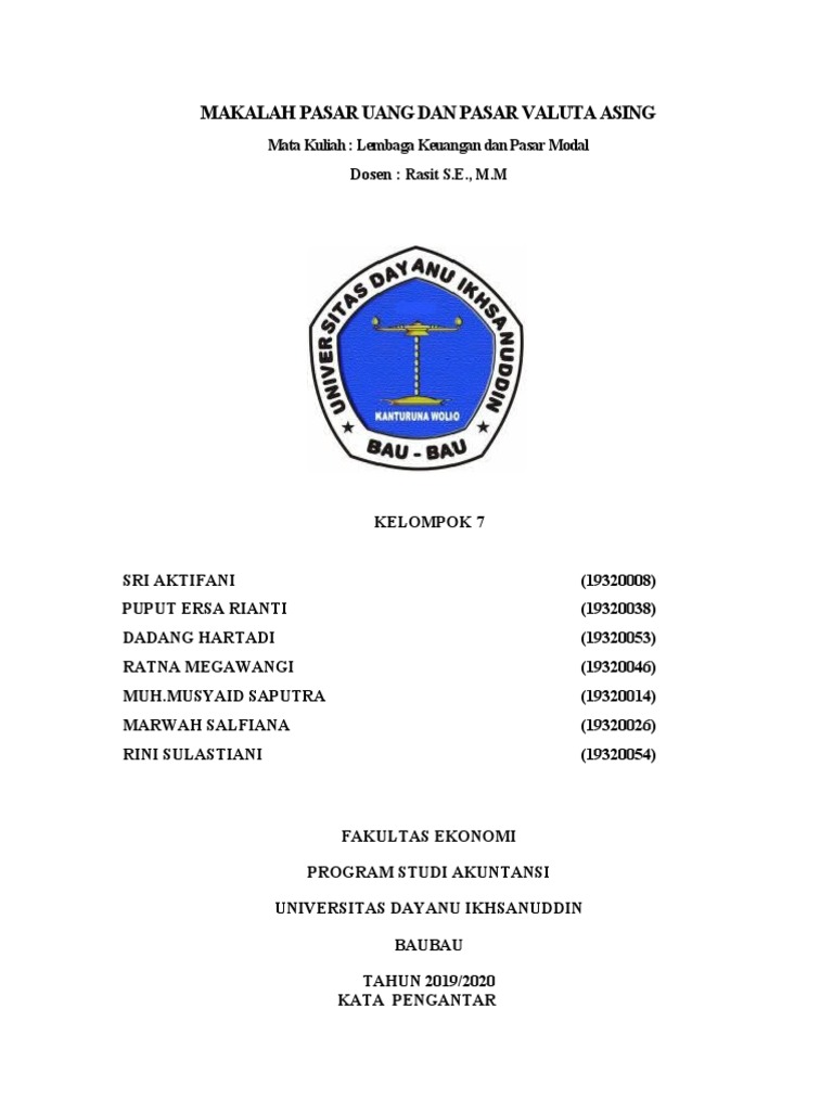 Makalah Kelompok 7 Pasar Uang Dan Pasar Valuta Asing | PDF