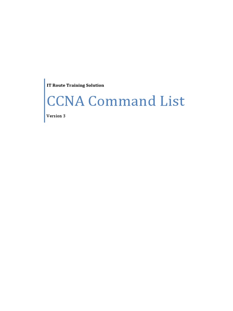 CCNA Command List: IT Route Training Solution | PDF | Router (Computing) | Routing