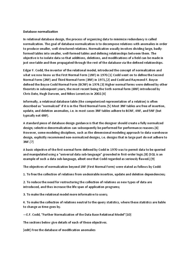 DB Normalization | PDF | Databases | Relational Model