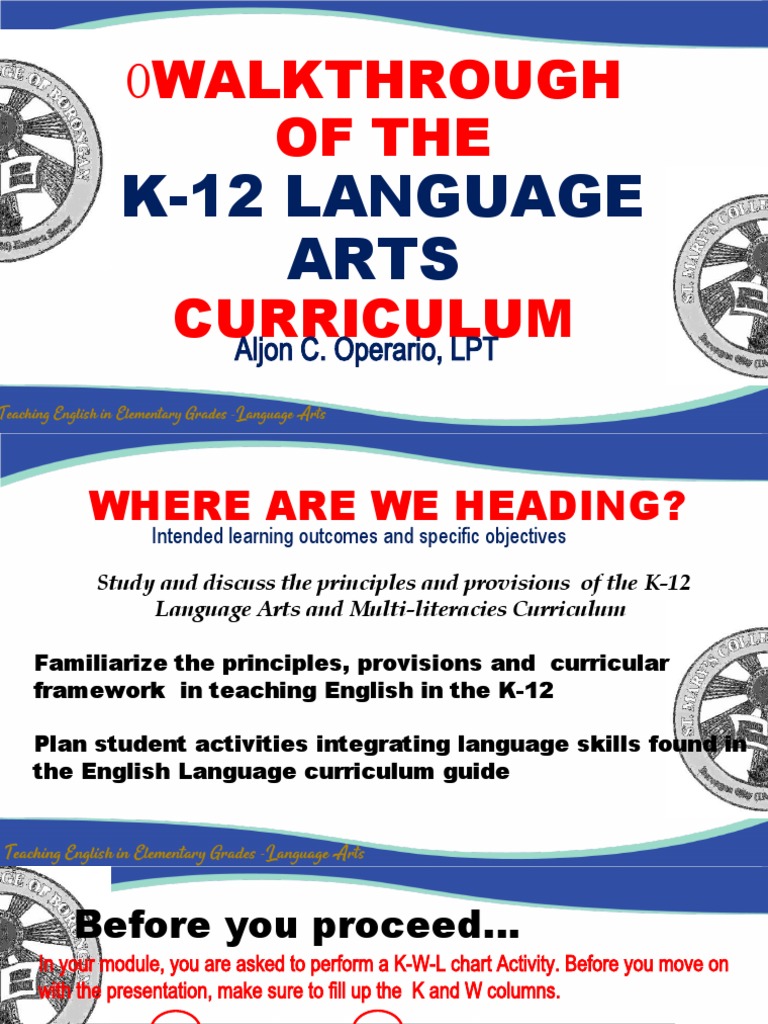 K-12 Language Arts Curriculum Guide | PDF | Curriculum | Noun