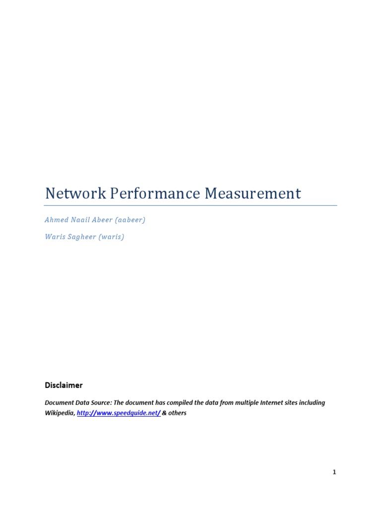 Network Performance Measurement Pdf Pdf Transmission Control Protocol Networks