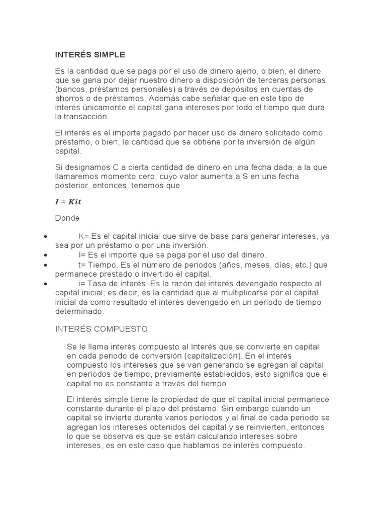 Comparativa de Interés Simple y Compuesto | PDF | Interés | Capital ...