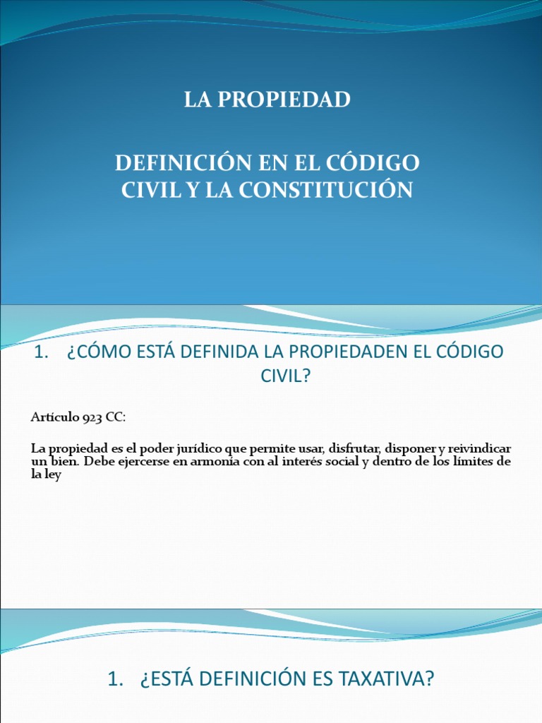 Definicion de Propiedad en El Codigo Civil | PDF | Derecho y economía ...