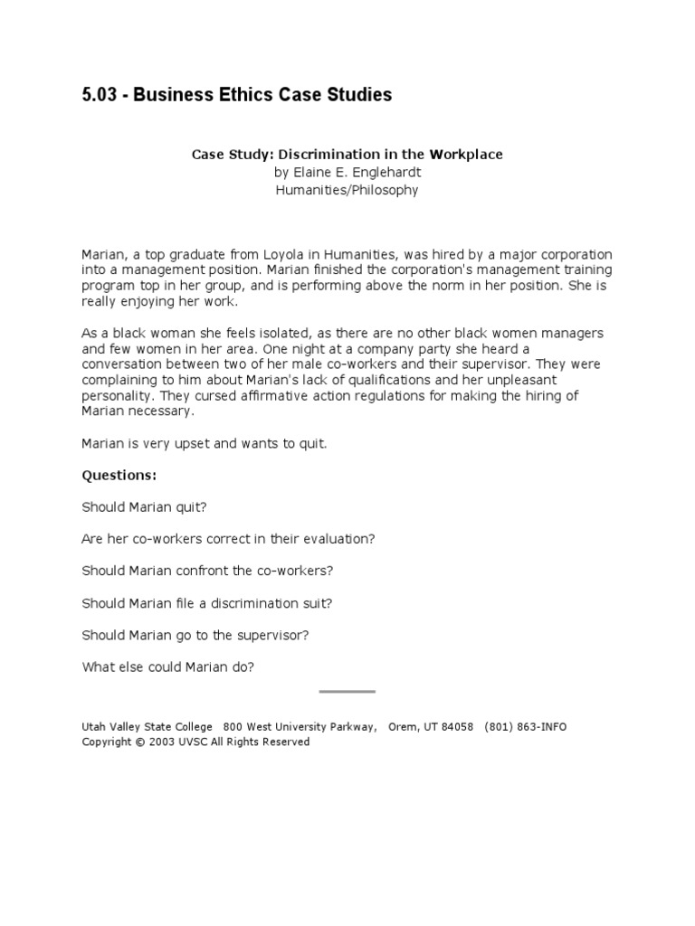 Workplace Discrimination Case Study | PDF | Career & Growth