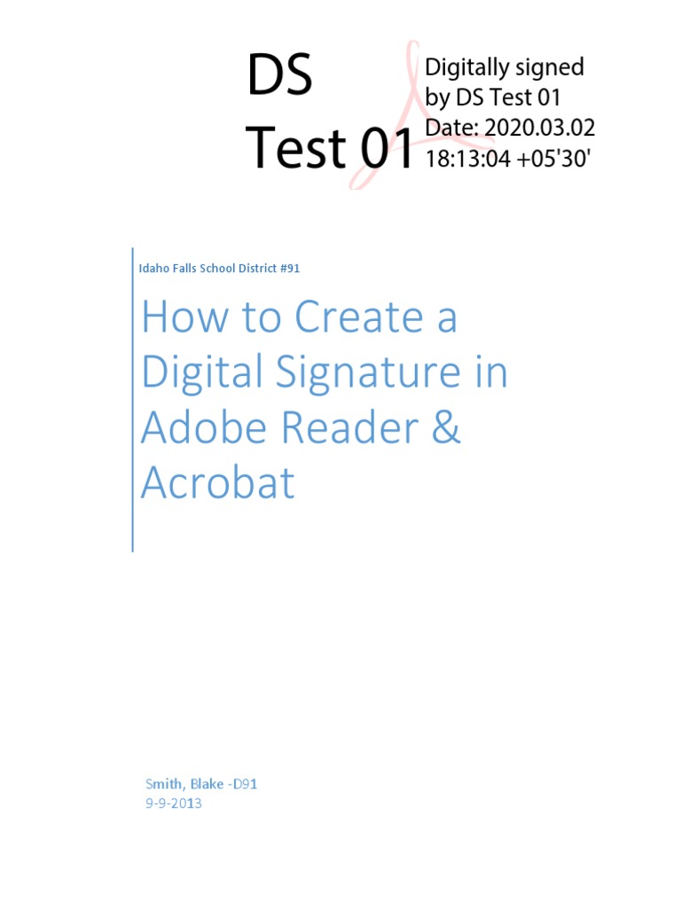 How To Create A Digital Signature in Adobe Reader & Acrobat: DS Test 01 ...