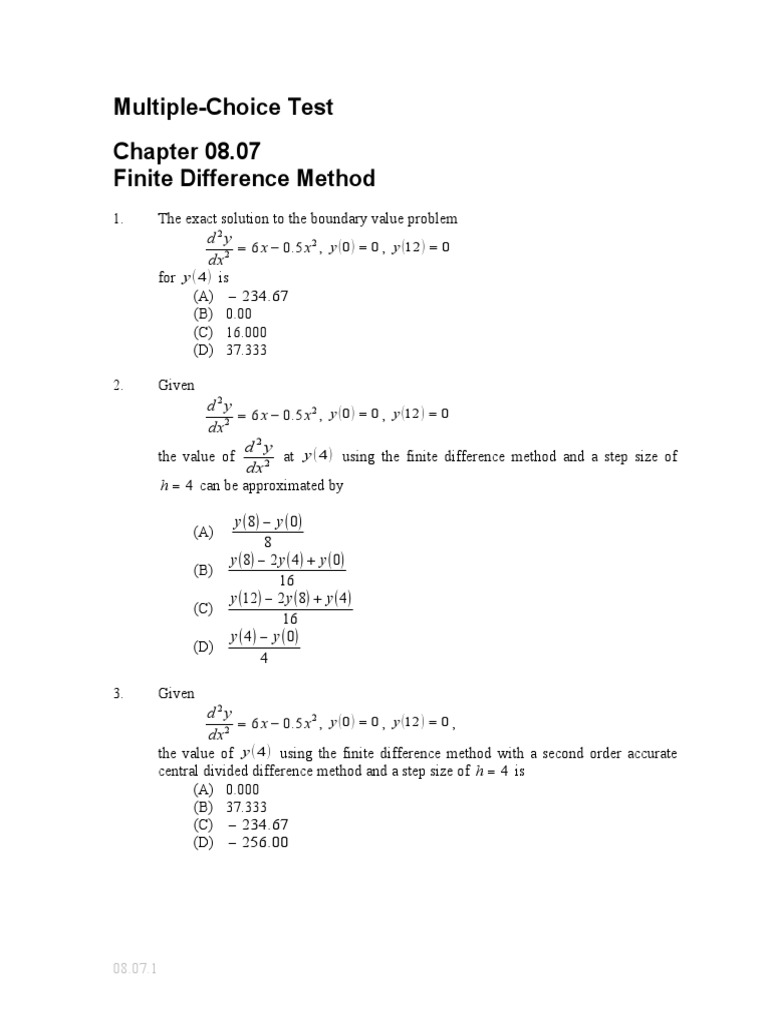 Quiz 08ode Finitediff | PDF | Beam (Structure) | Finite Difference