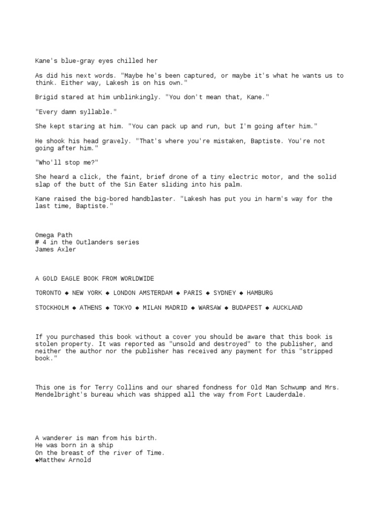 Axler, James - Outlanders - 04 - Omega Path | PDF | Deathlands | Nature