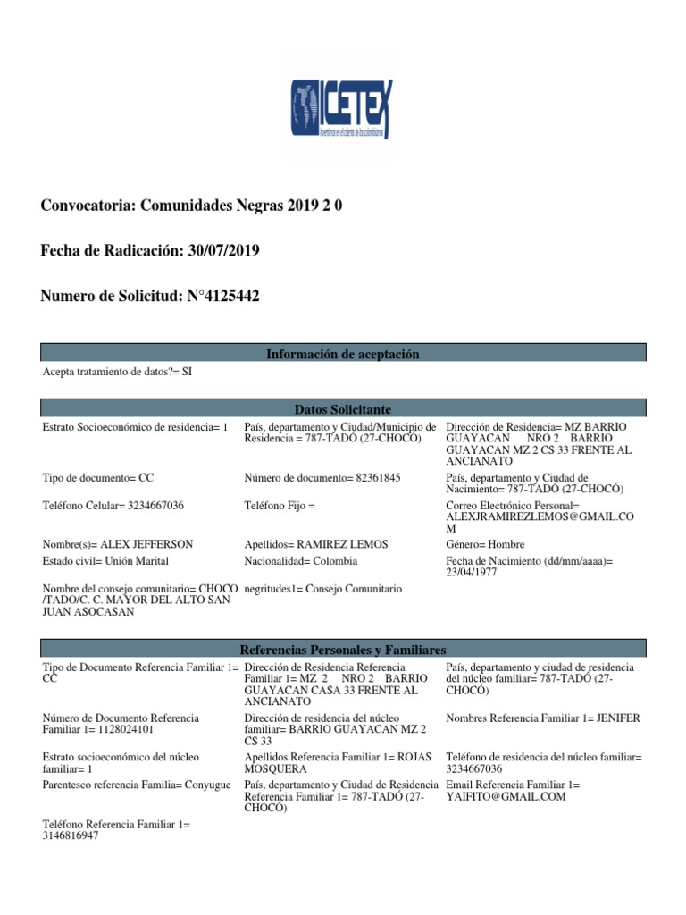 Resumen Formulario Icetex Comunidades Negras | PDF | Gobierno