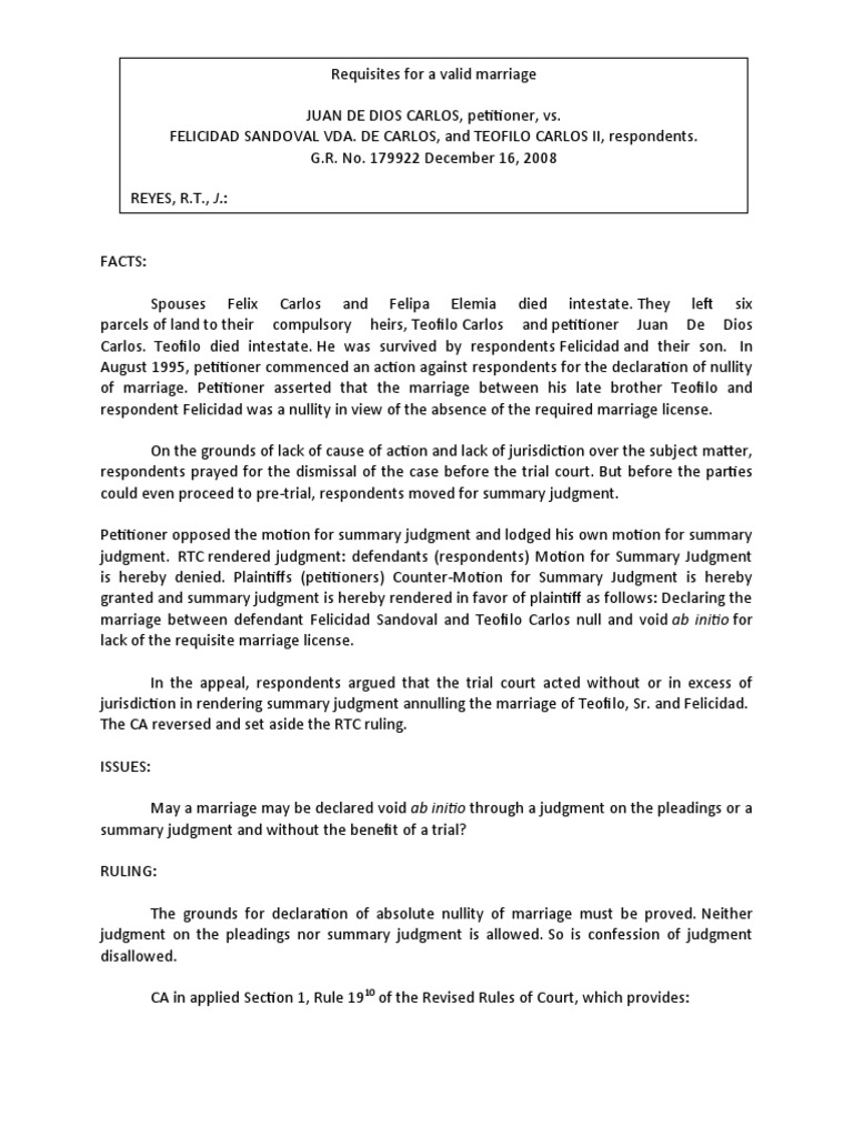 Carlos V Sandoval | PDF | Annulment | Summary Judgment